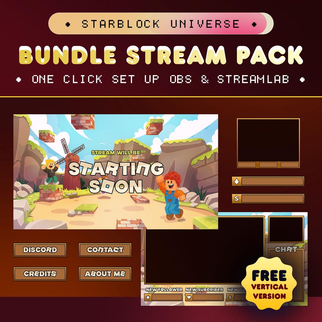 Roblox Inspired Animated Stream Overlay Pack for Twitch, Kick, Youtube ...