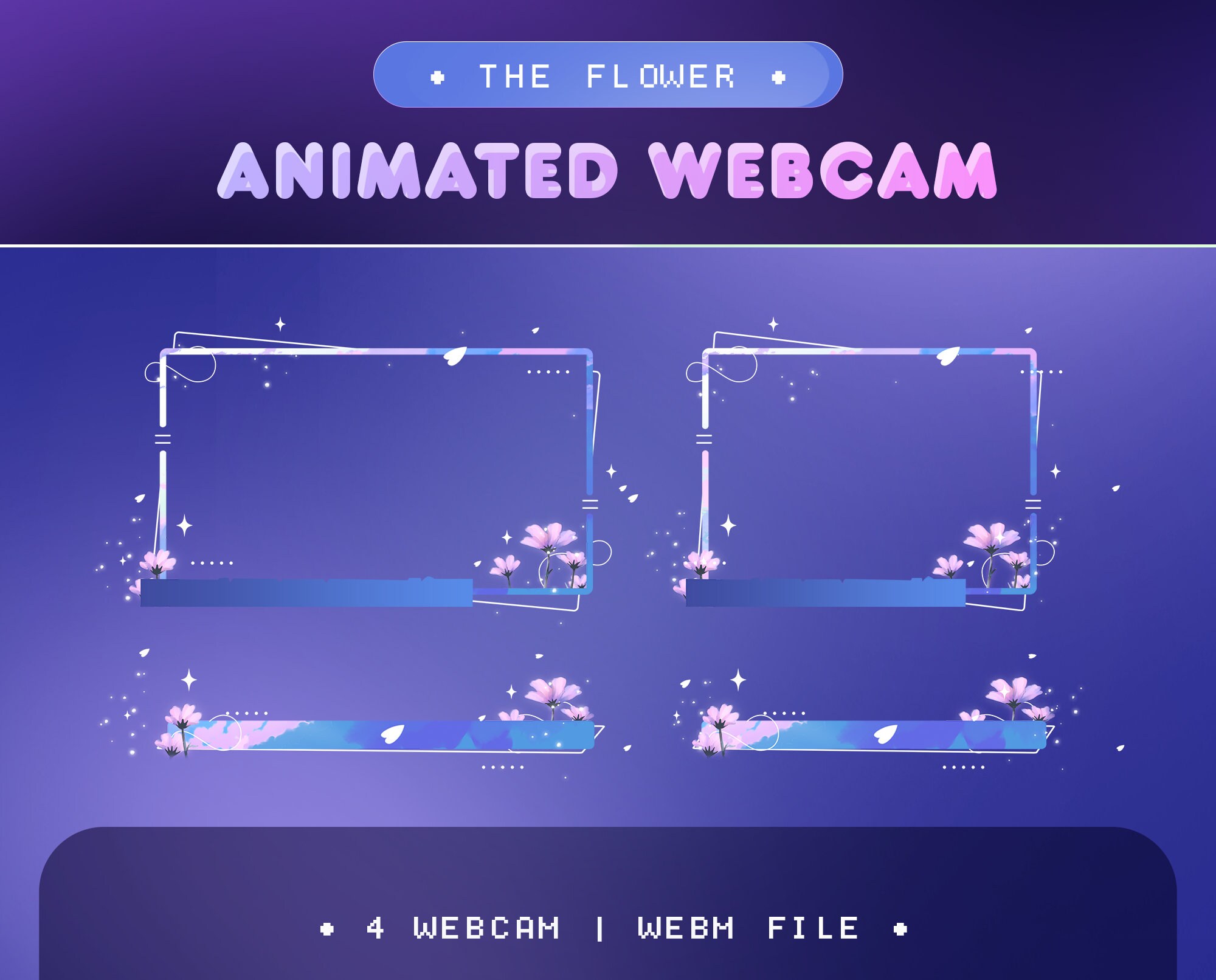 Aesthetic Flower Animated Stream Pack for Twitch, Kick, Youtube/blue ...