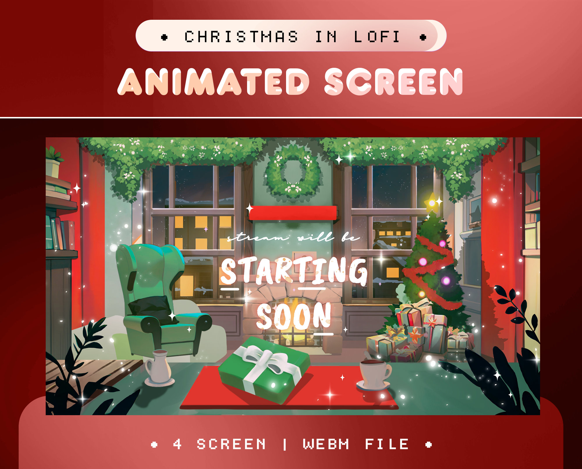 Animated Christmas Lofi Stream Pack for Twitch, Kick, Youtube/lofi ...
