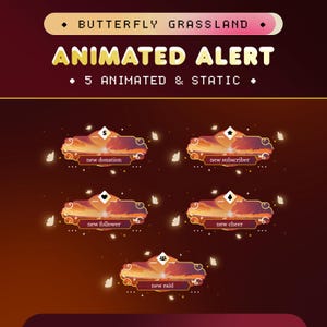 Butterfly Grassland Animated Stream Alert Package for Twitch/sunset ...