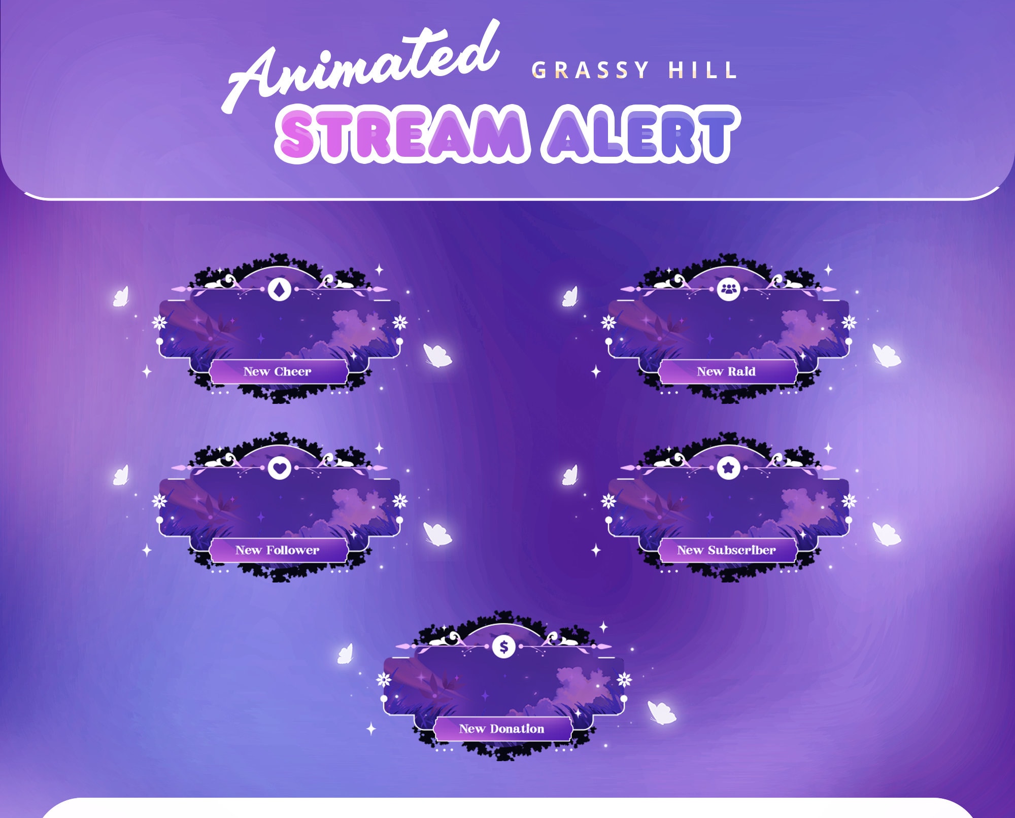Grassy Hill Vtuber Animated Stream Alert for Twitch, Kick, Youtube/moon ...