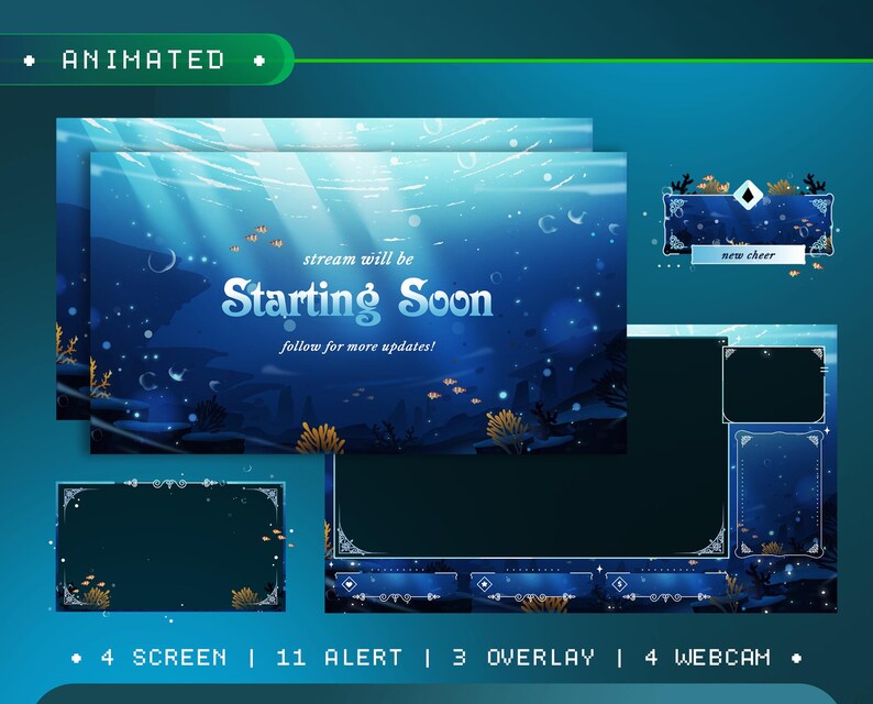 Animated Blue Ocean Underwater Stream Overlay: Marine Harmony for ...