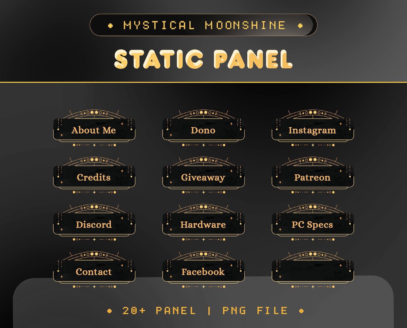 Animated Black Gold Celestial Stream Pack: Mystical Moonshine for ...