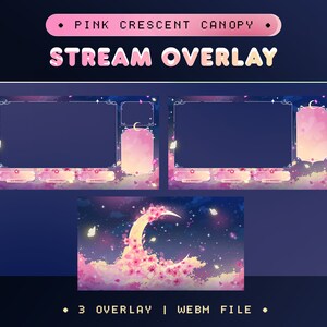 Pink Crescent Canopy Stream Pack for Twitch, Kick, Youtube/aesthetic Overlay Bundle/animated ...