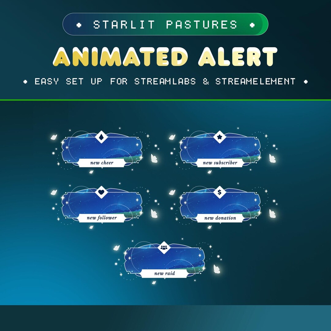 Starlit Pastures Animated Stream Alert Package for Twitch/notification ...