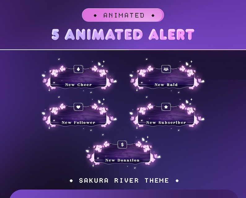 Animated Alert Sakura River for Twitch, Kick, Youtube/aesthetic Theme ...