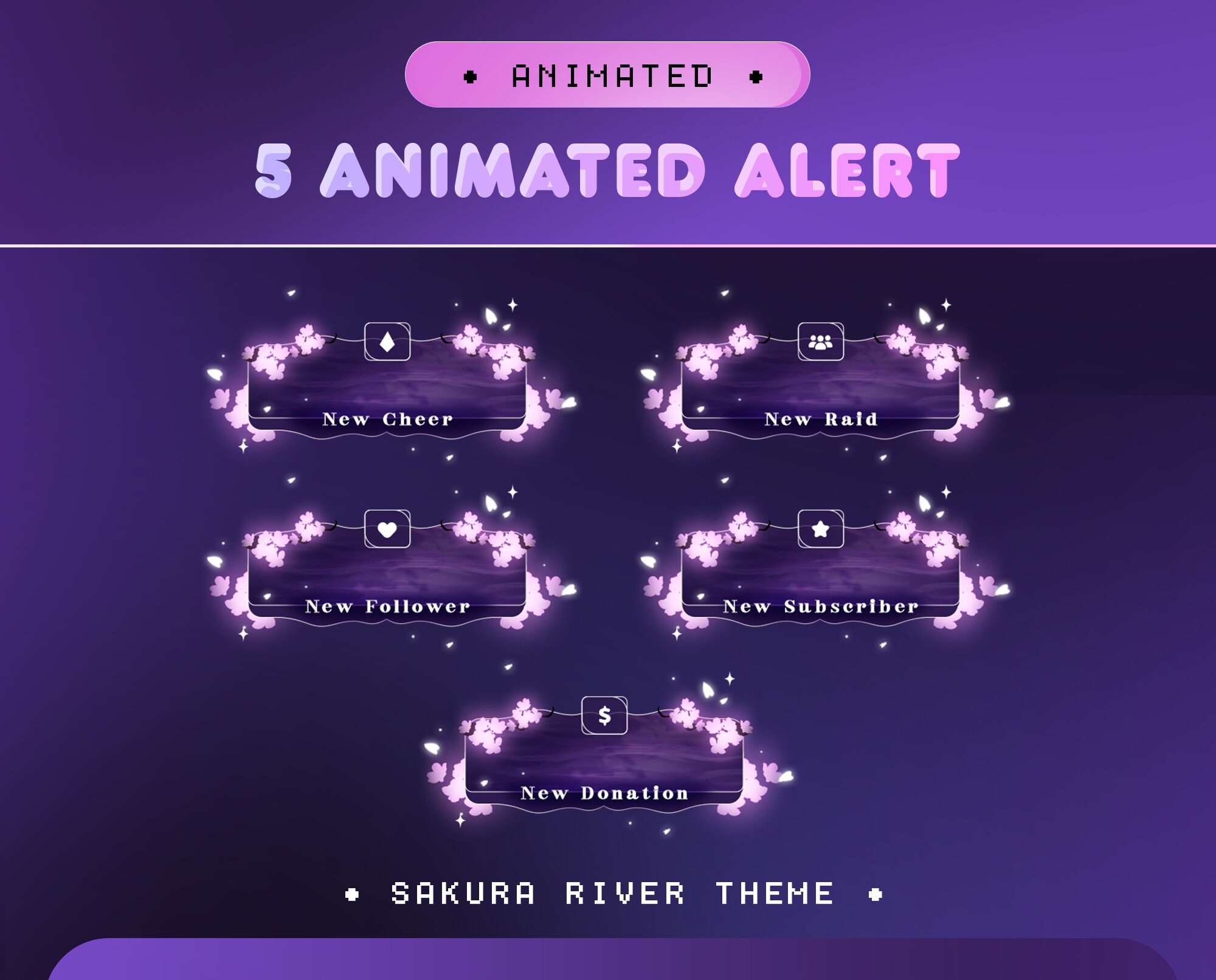 Animated Alert Sakura River for Twitch, Kick, Youtube/aesthetic Theme ...