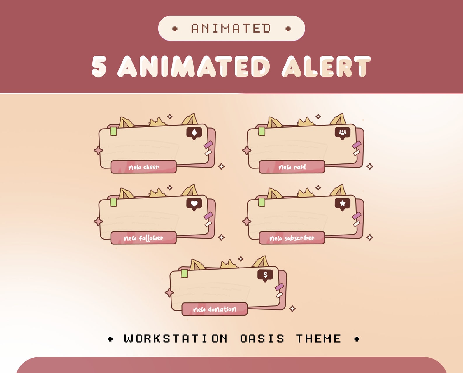 Animated Stream Alert Lofi Cozy for Twitch, Kick, Youtube/workstation ...