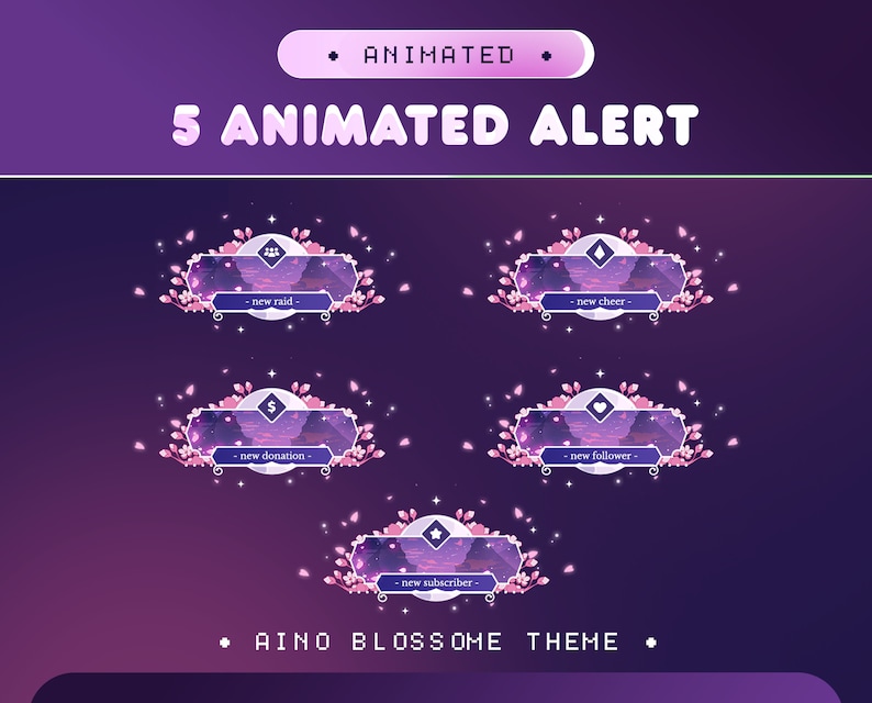 Aino Blossome Animated Stream Alerts for Twitch, Kick, Youtube/cute ...