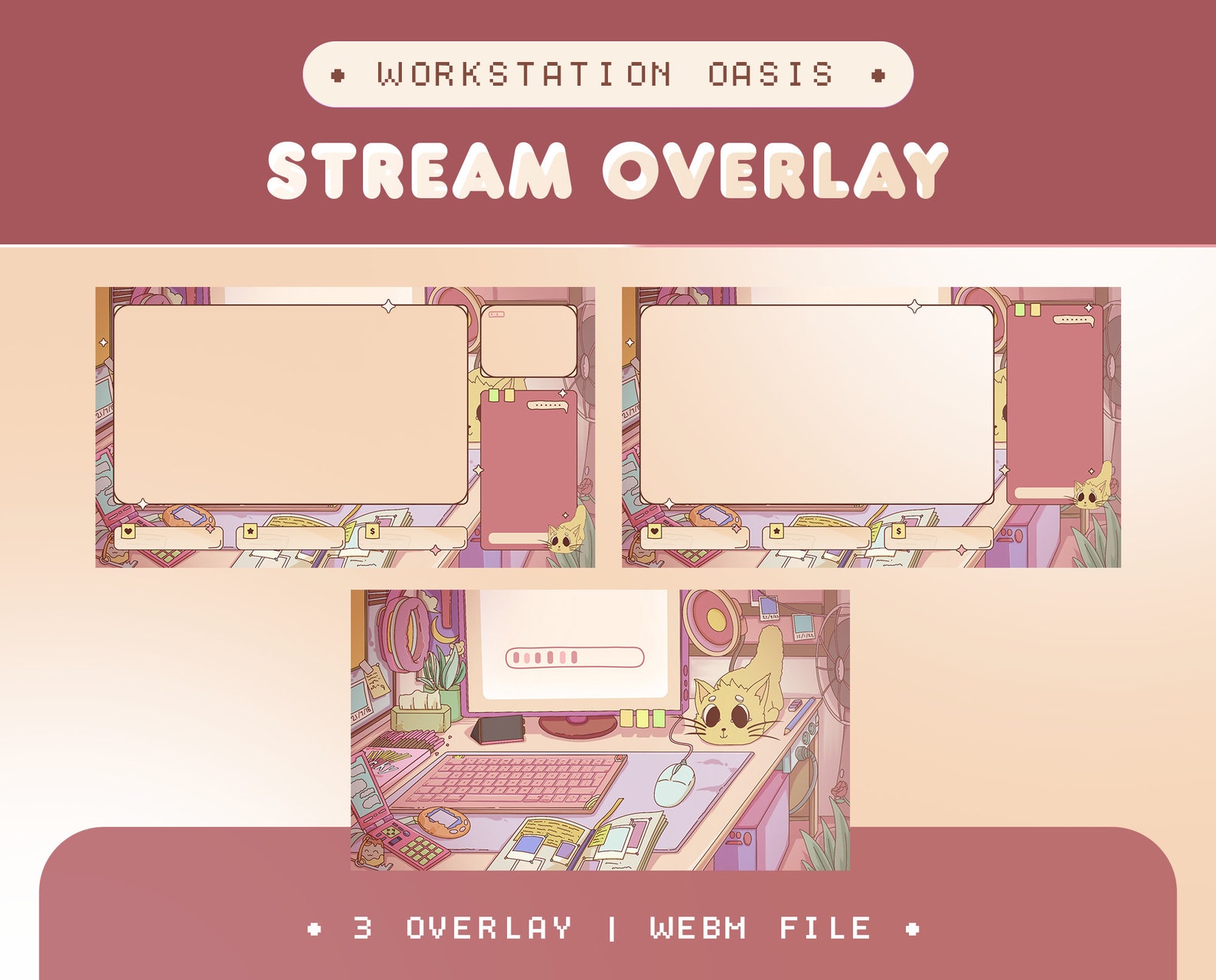 Lofi Cozy Animated Stream Pack for Twitch, Kick, Youtube/workstation ...