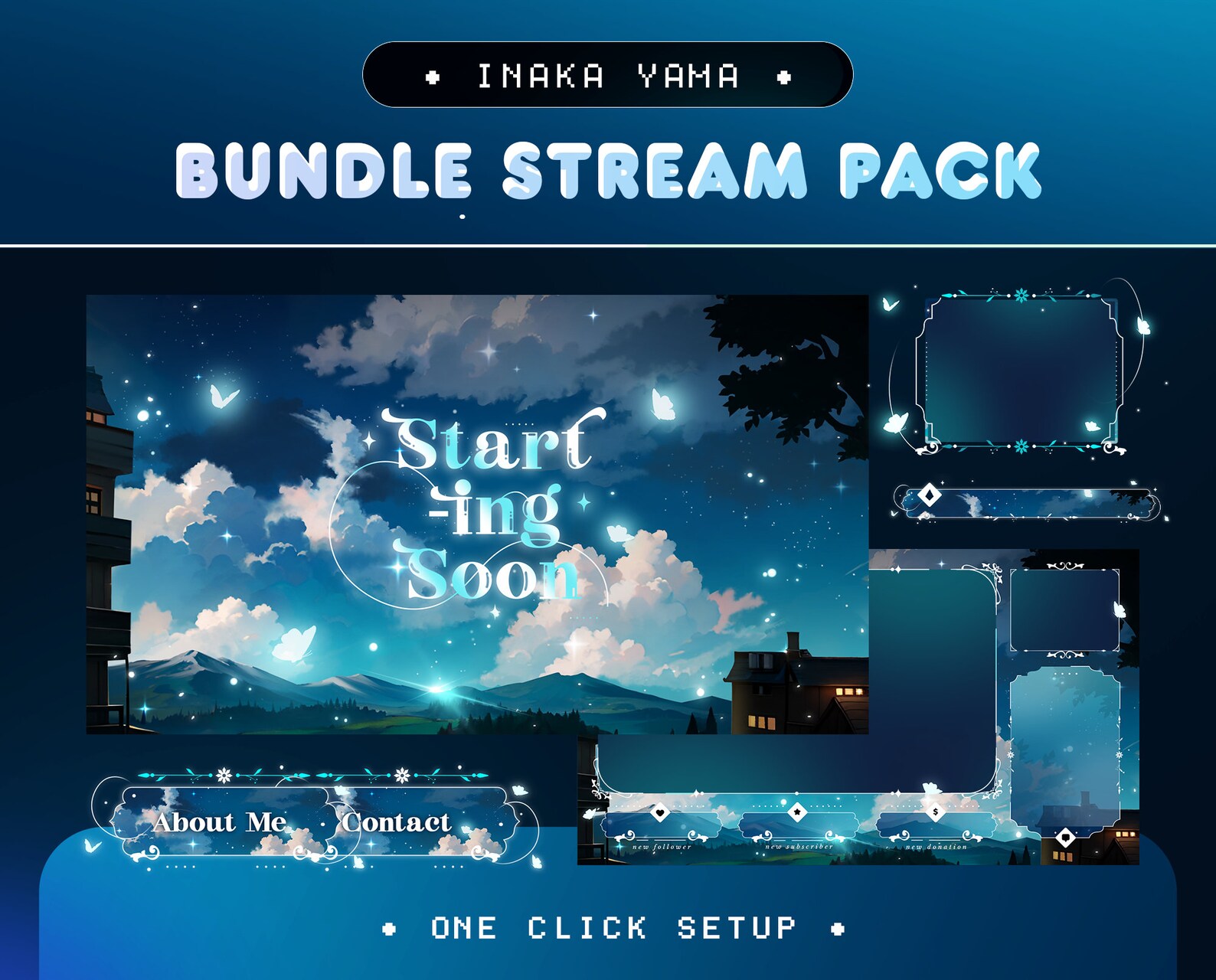 Inaka Yama Animated Stream Pack | Japanese Village Mountain Overlay ...