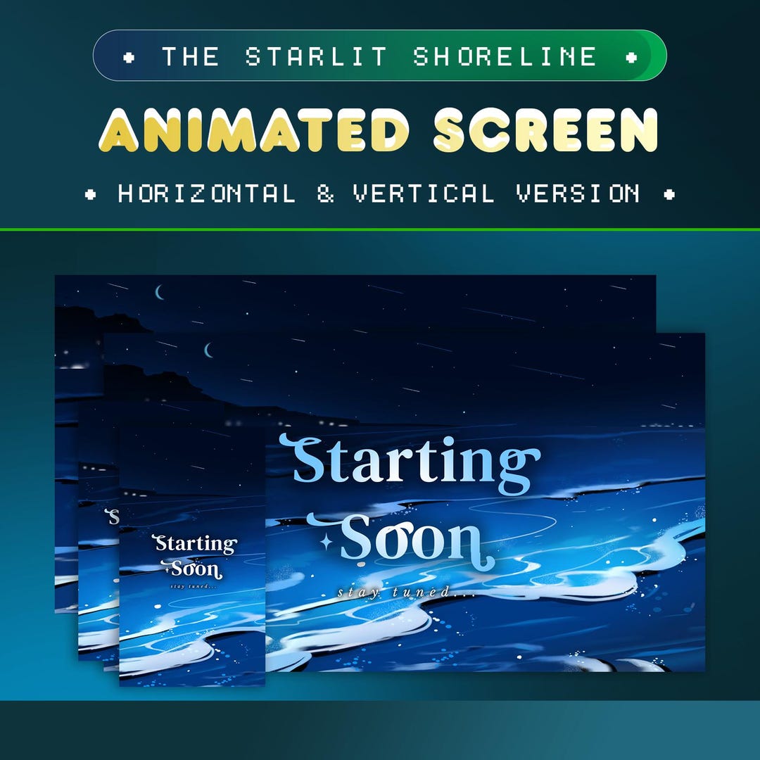 The Starlit Shoreline Animated Stream Screen Package for Twitch ...