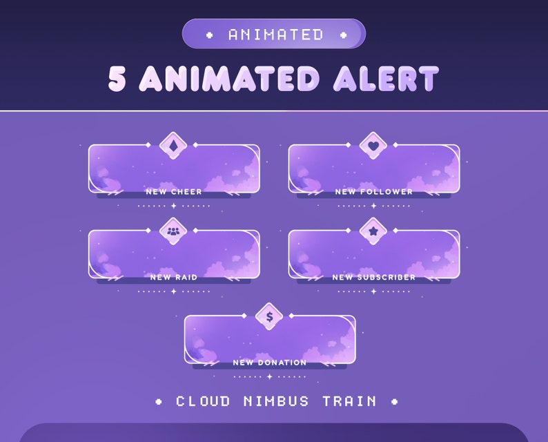 Cloud Nimbus Alert Animated for Twitch, Kick, Youtube/aesthetic Theme ...