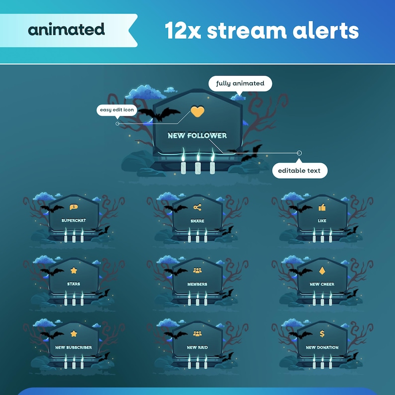 Twitch Horror Zombie Animated Stream Package | Halloween Vtuber Alerts ...