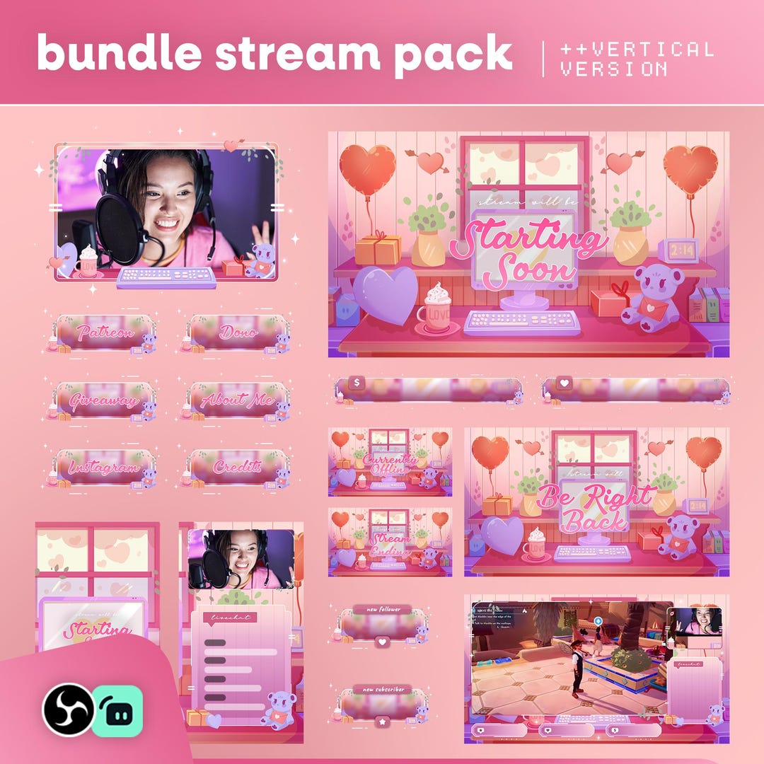 Animated Loveletter Desk Stream Package: Pastel Pink Kawaii for Twitch ...