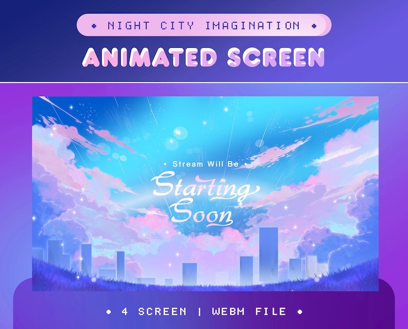 Animated Night City Stream Package for Twitch, Kick and Youtube/fantasy ...