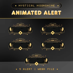 Animated Gold Celestial Twitch Overlay: Mystical Moonshine Vtuber Pack ...