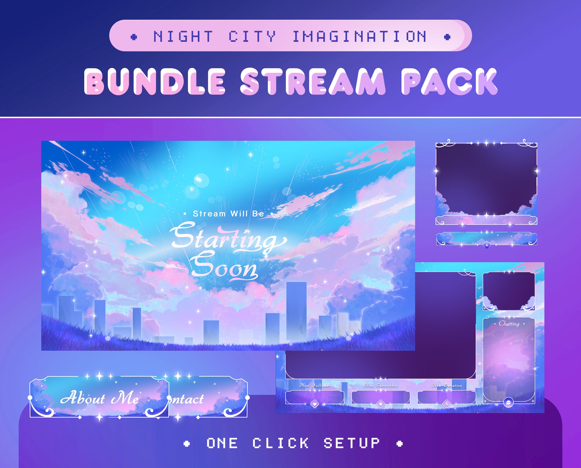 Animated Night City Stream Package for Twitch, Kick and Youtube/fantasy ...