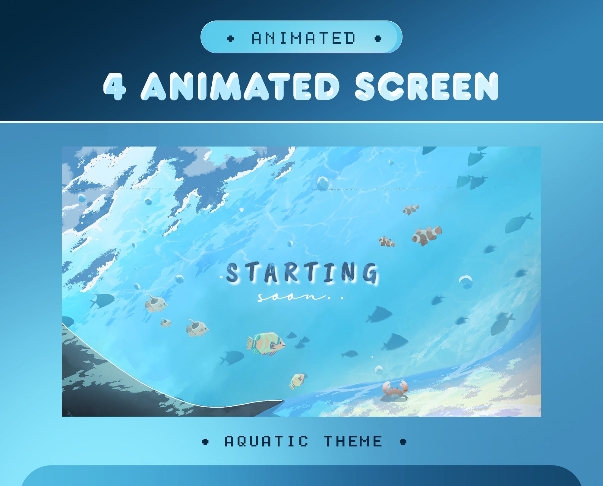 Screen Animated Aquatic for Twitch, Kick, Youtube/sea Ocean Theme/alert ...