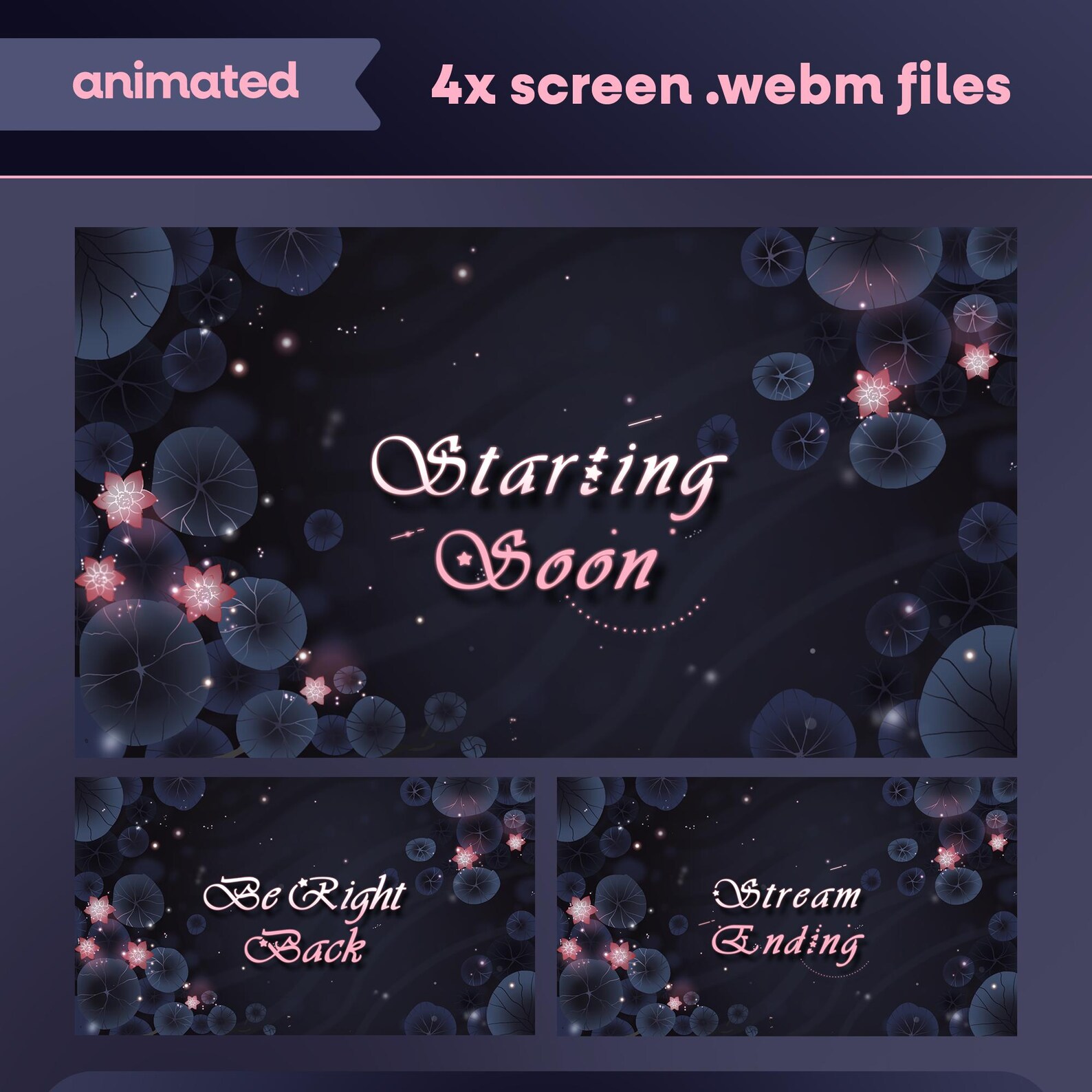 Animated Light Floating Lilies Stream Screens: Dreamy Pink Glow for ...