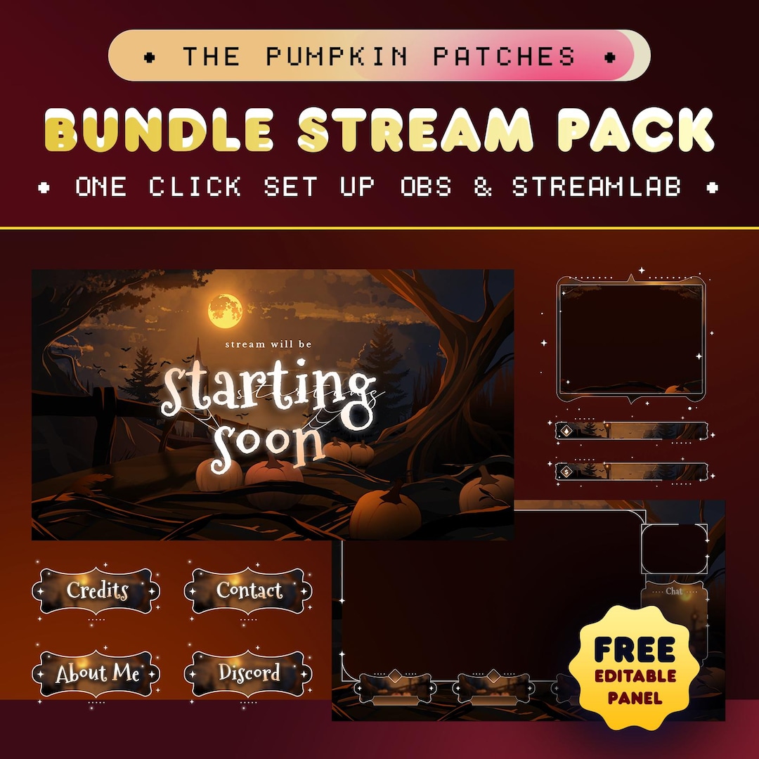 Horror Pumpkin Animated Stream Overlay Pack for Twitch, Kick, Youtube ...