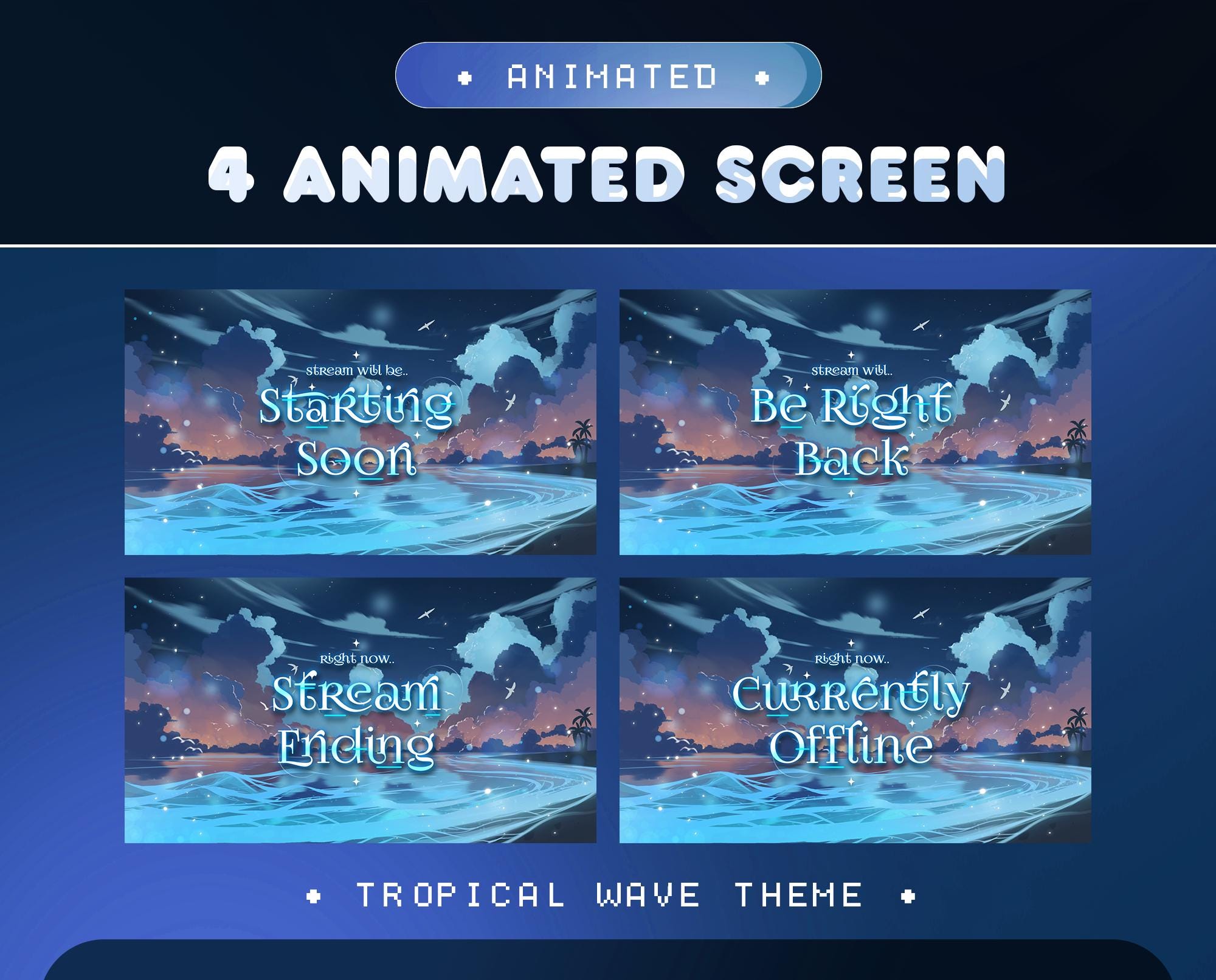Tropical Waves Animated Overlay Package for Twitch, Kick, Youtube ...