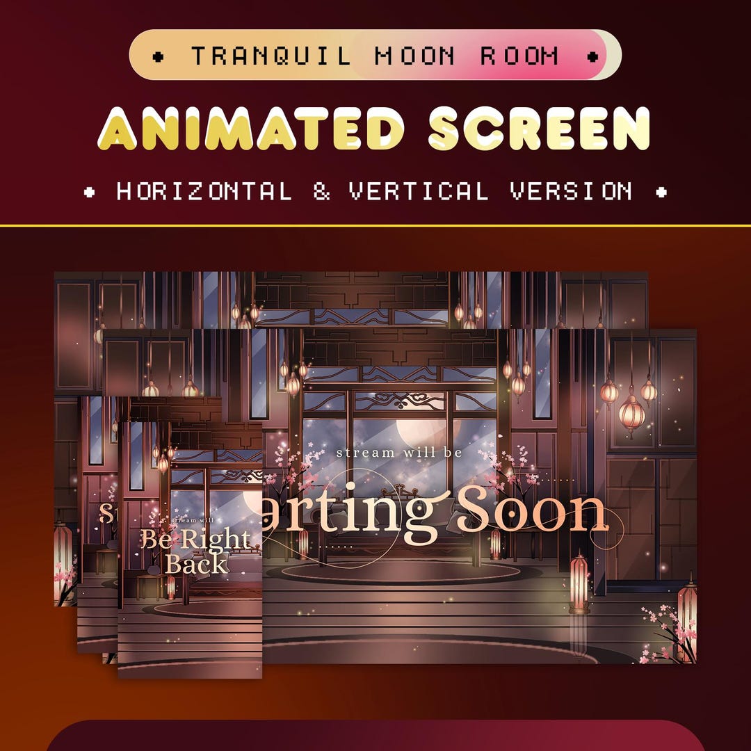 Tranquil Moon Room Animated Stream Screen Package for Twitch/room With ...