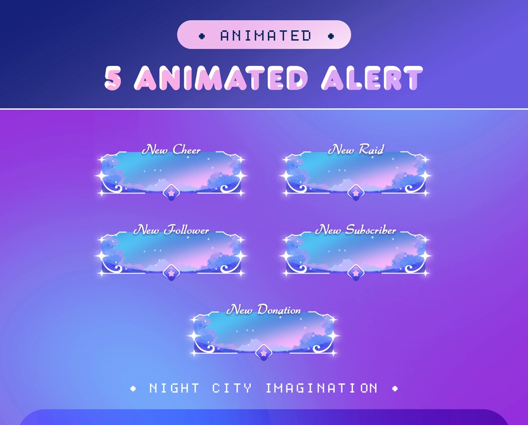 Animated Alert Night City Stream for Twitch, Kick, Youtube/fantasy ...
