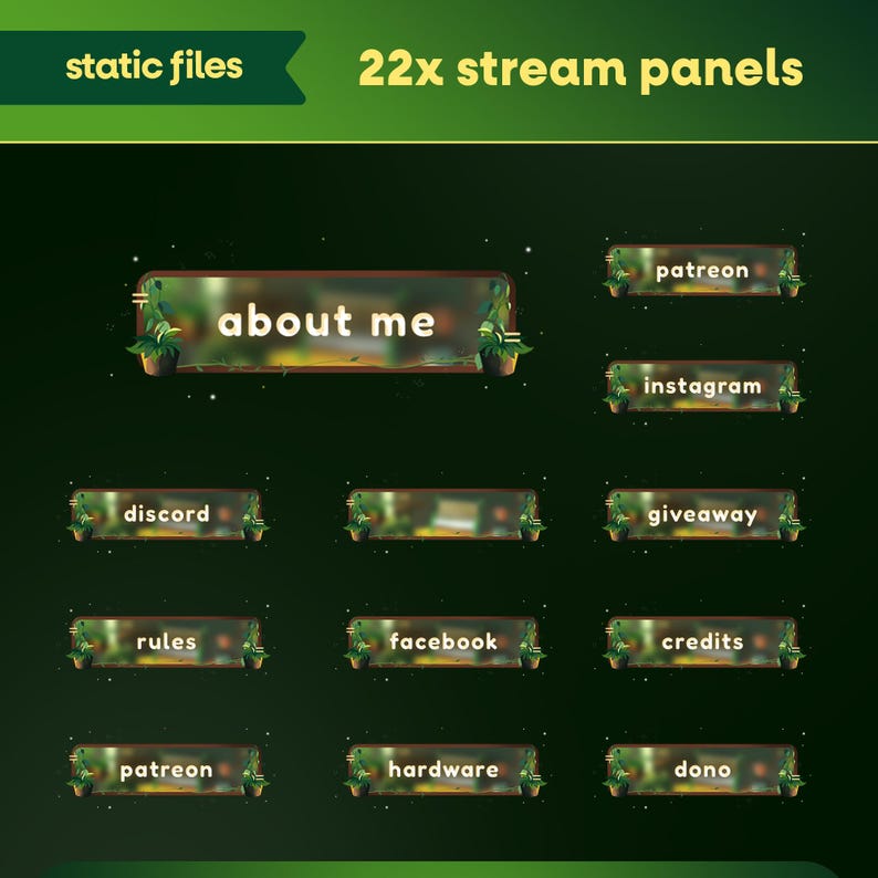 Animated Green Botanical Stream Pack: Cozy Nature Café for Twitch and ...