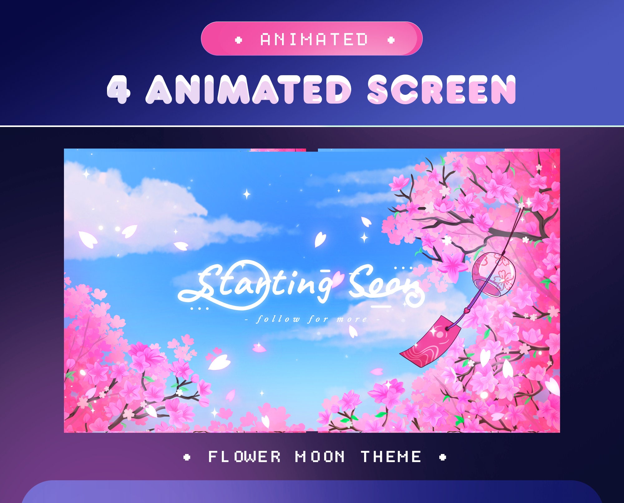 Sakura Furin Animated Screen for Twitch, Kick, Youtube/aesthetic Theme ...