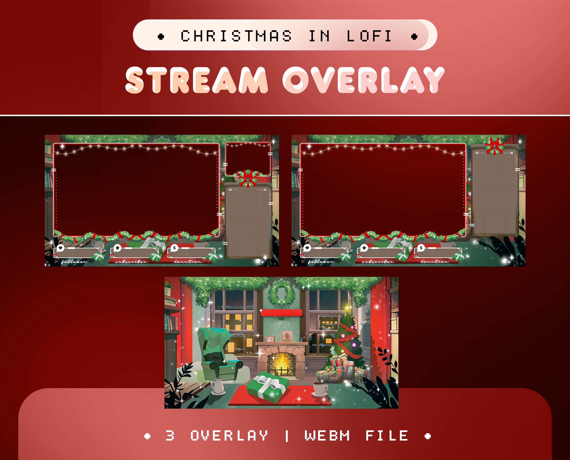 Animated Christmas Lofi Stream Pack for Twitch, Kick, Youtube/lofi ...