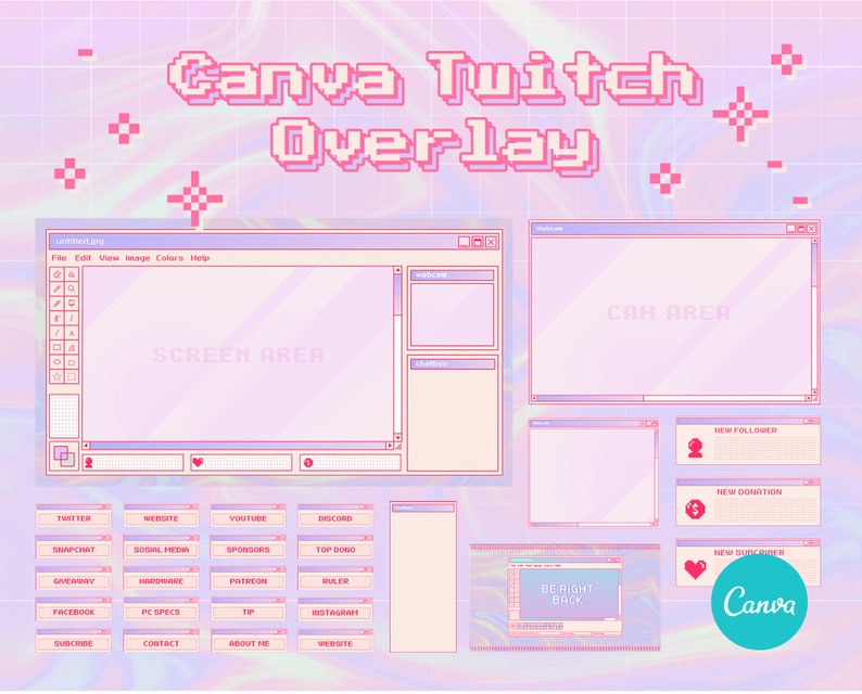 Animated Canva Twitch Overlay Template MS Paint Overlay | Etsy UK