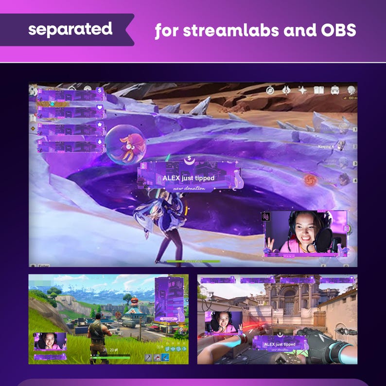 Animated Neon City Stream Overlay: Kawaii Cat Purple Cyberpunk for ...