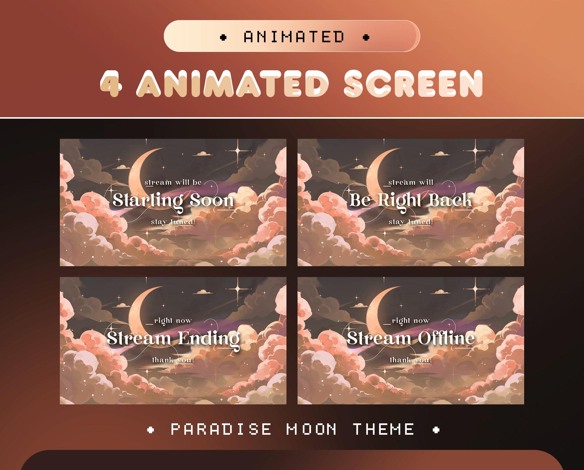 Animated Screen Aesthetic for Twitch, Kick and Youtube/paradise Moon ...