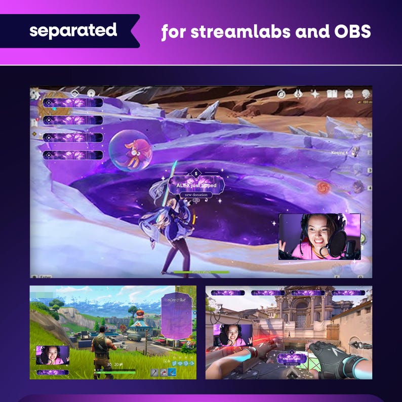 Animated Neon Grove Stream Overlay: Purple Cyberpunk Design for Twitch ...