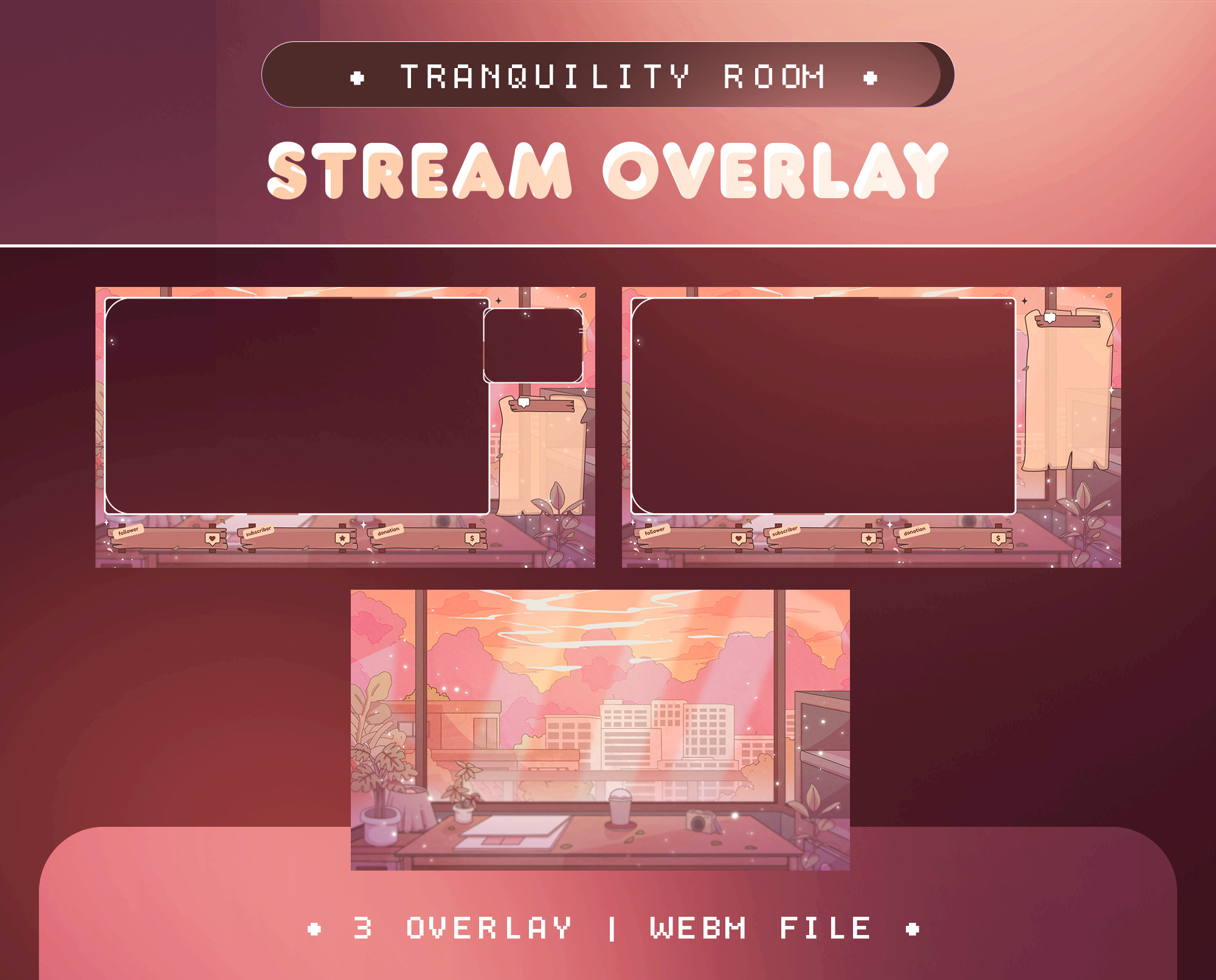 Lofi Workspace Stream Package for Twitch, Kick and Youtube/twilight Vibes/coffee, Clouds, Camera ...