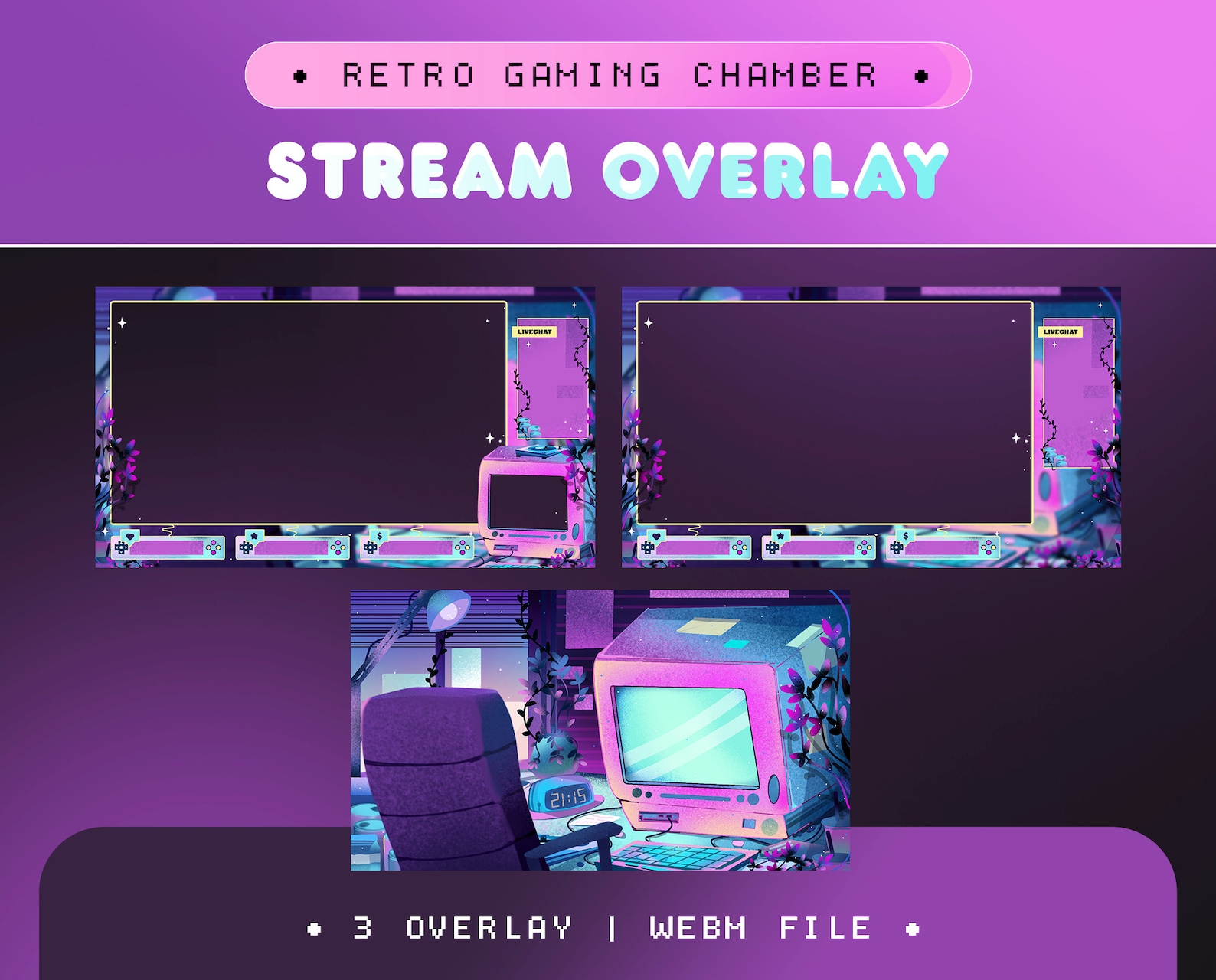 Retro Gaming Chamber Animated Stream Pack for Twitch, Kick, Youtube ...