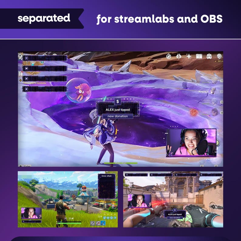 Animated Cozy Purple Gaming Room Stream Pack: Neon Skyline for Twitch ...