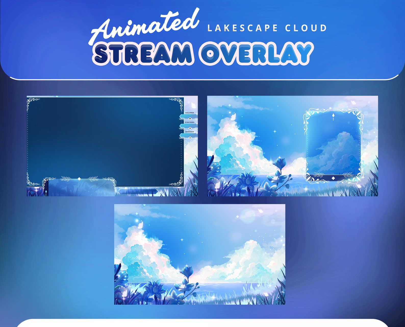 Lakescape Cloud Vtuber Animated Stream Pack for Twitch, Kick, Youtube ...