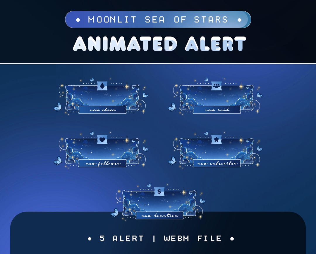 Moonlit Sea of Stars Animated Alert for Twitch, Kick, Youtube/aesthetic ...