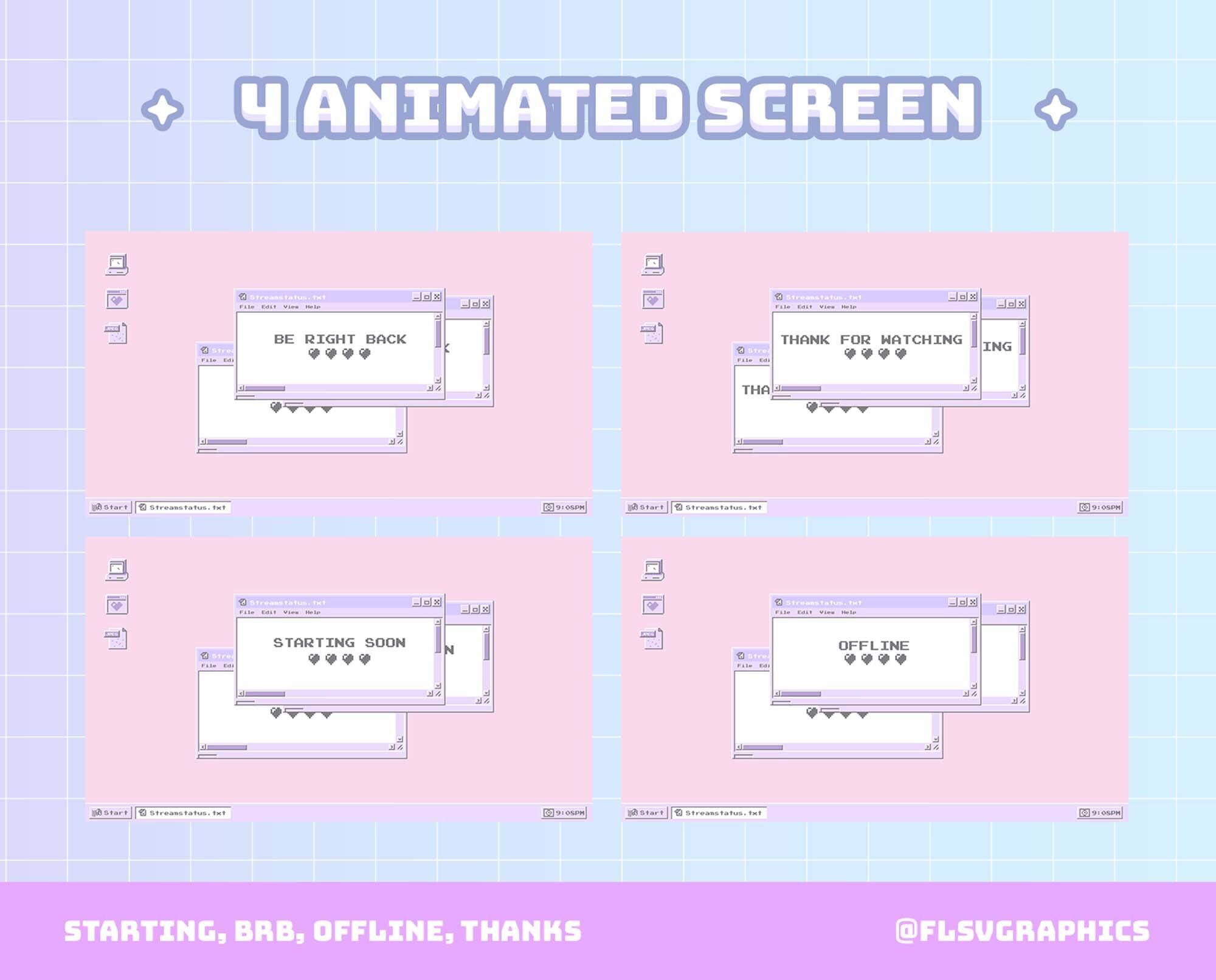 Twitch Overlay Animated Package Aesthetic Windows 95 Overlay - Etsy UK