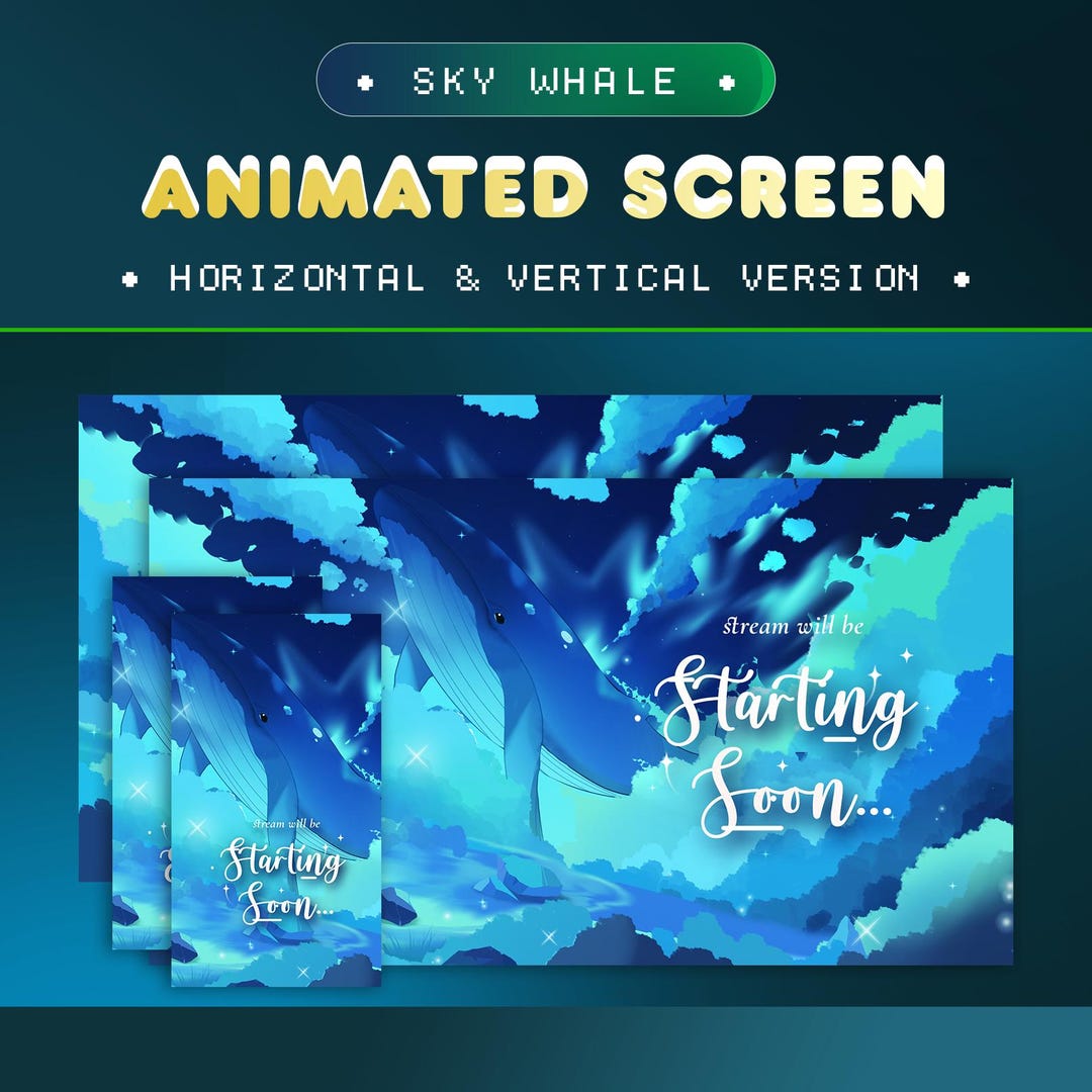 Sky Whale Animated Stream Screen for Twitch/vertical Tiktok Stream ...