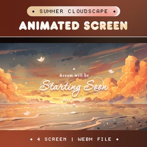Summer Cloudscape Animated Stream Overlay Package/ocean Sunshine/blue ...