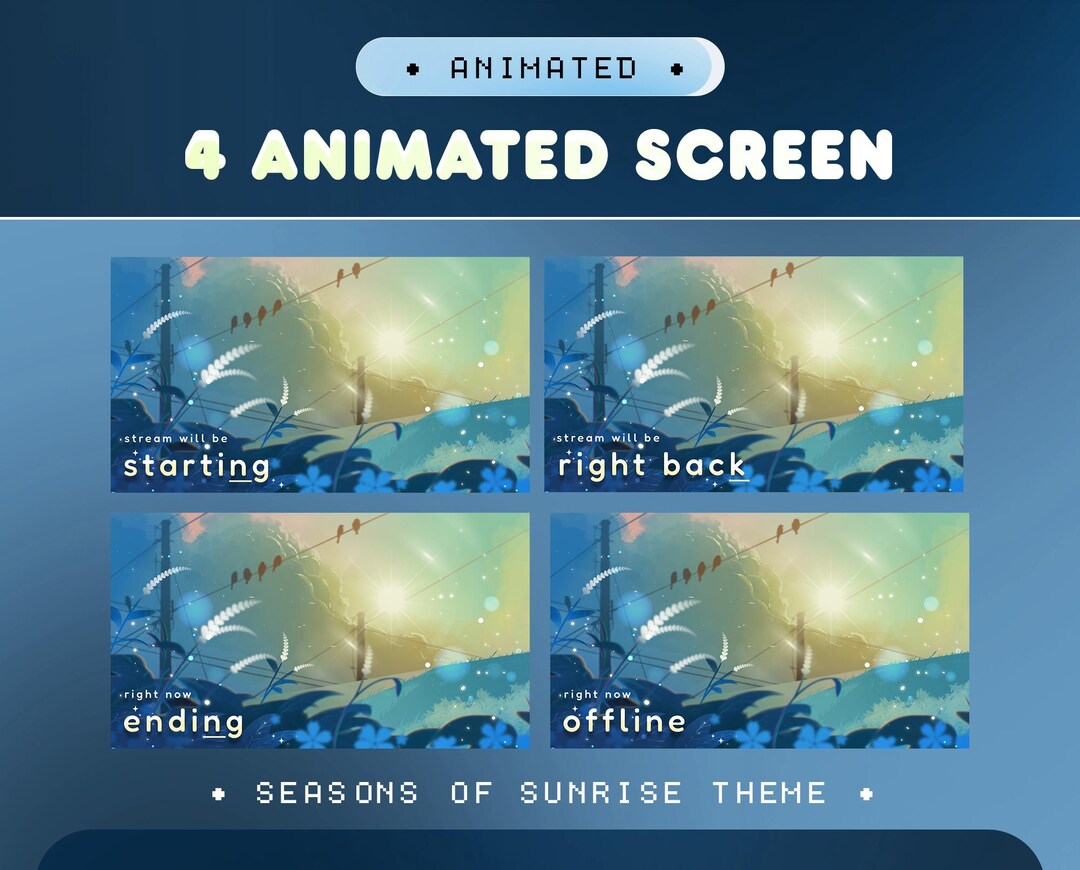 Animated Stream Screens Pack, Seasons of Sunrise Vtuber Overlay ...