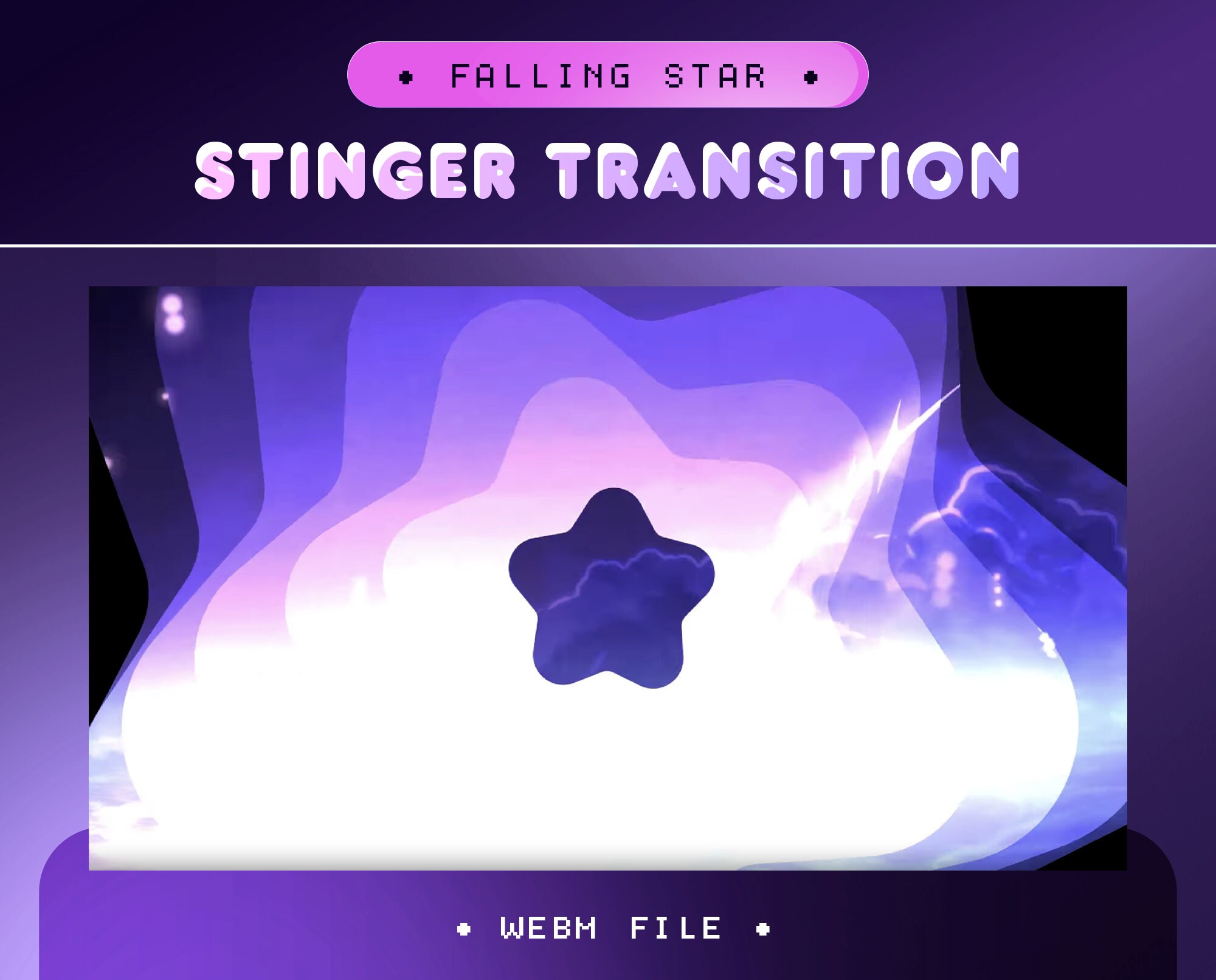 Animated Falling Star Stream Pack for Twitch, Kick, Youtube/purple ...