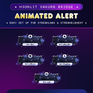 Moonlit Sakura Bridge Animated Stream Alert Package for Twitch/magical ...