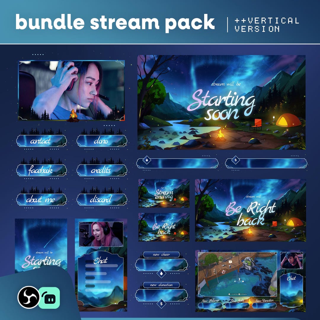 Animated Starlit Campfire Night Stream Overlay: Cozy Outdoor Theme for ...