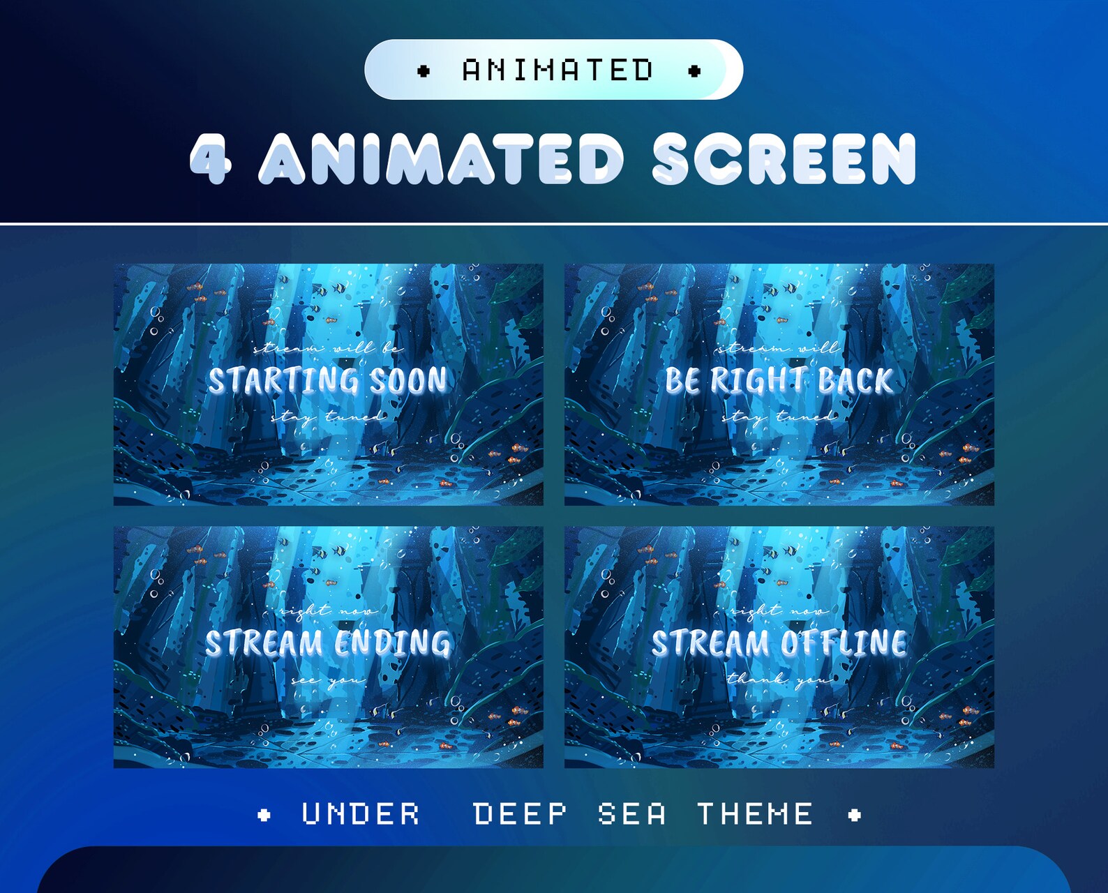 Under Deep Sea Animated Screen Pack for Twitch, Kick, Youtube/streaming ...