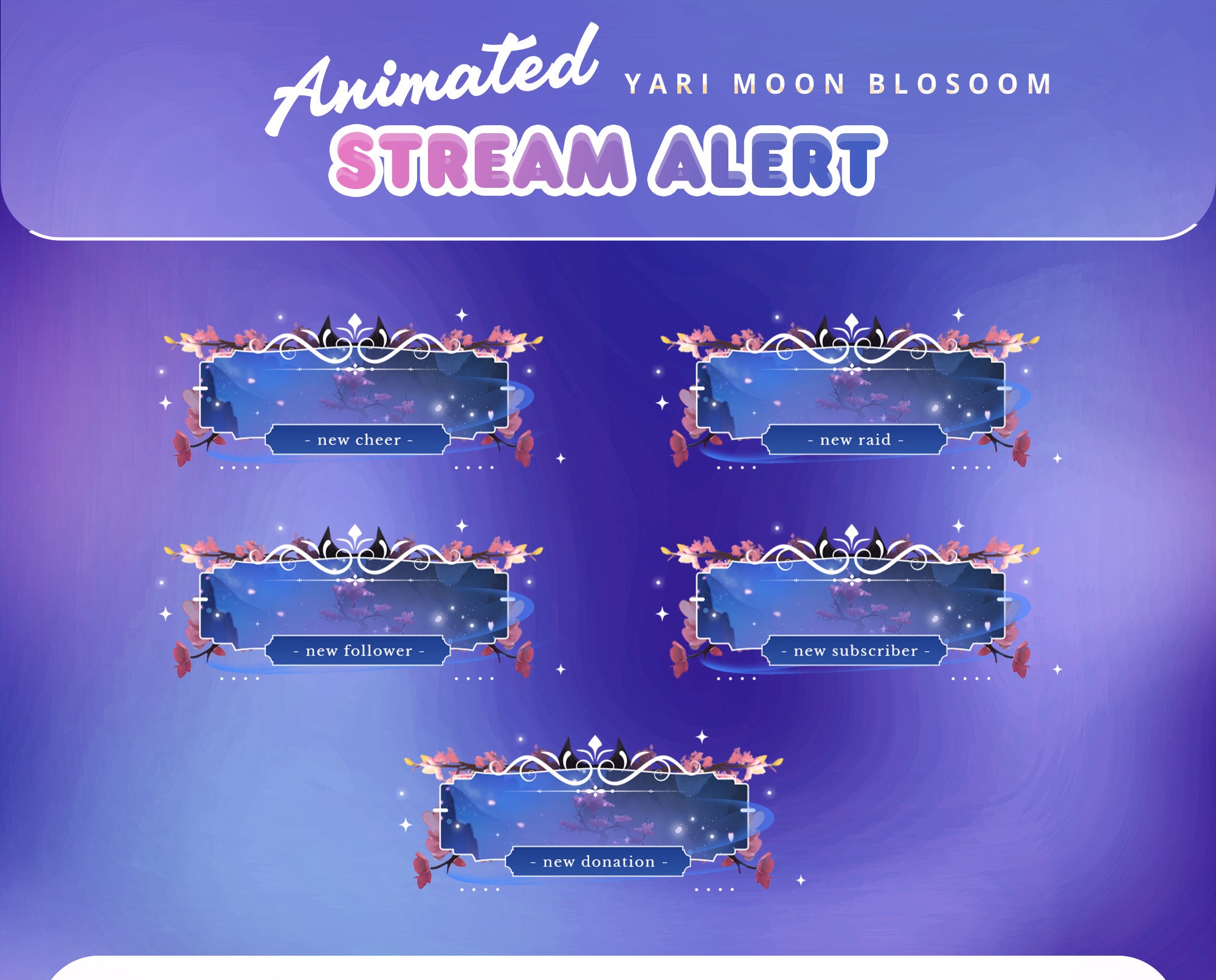 Yari Moon Blossom Animated Vtuber Stream Alert for Twitch, Kick ...