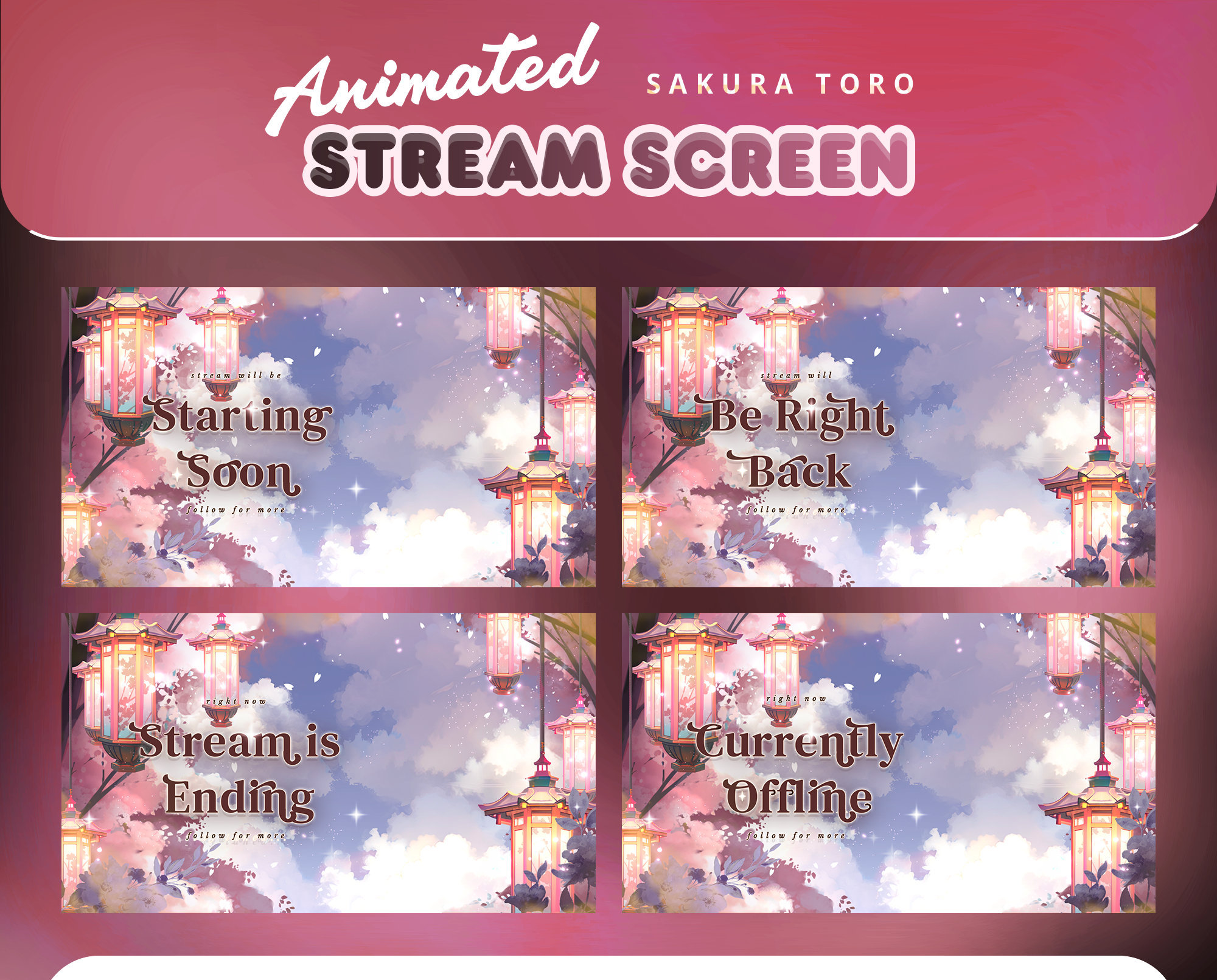 Animated Screen Sakura Toro for Twitch, Kick, Youtube/aesthetic Theme ...